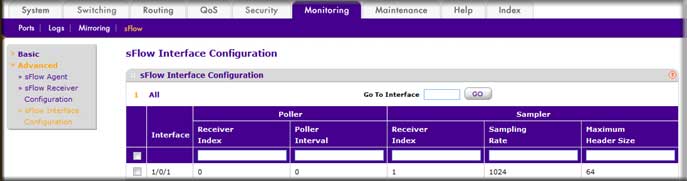 How do I configure statistical packet-based sampling with sFlow using the web interface on my ...